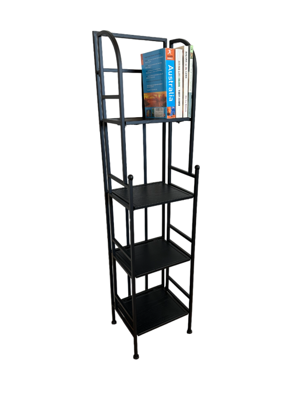 Modern Narrow Rack bookshelf – Black with MDF Shelves - Rustic Grain ...